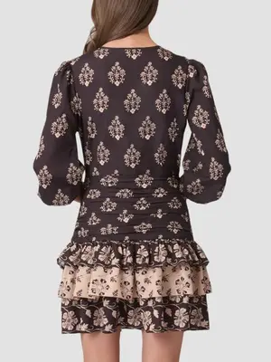 Shoshanna Janelle Printed Ruffle Mini Dress