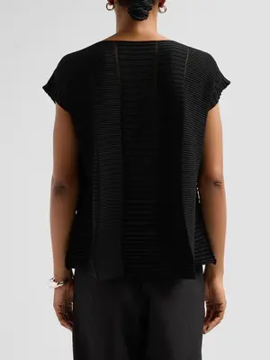 Issey Miyake Column Knit Short-sleeve Top
