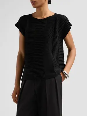 Issey Miyake Column Knit Short-sleeve Top