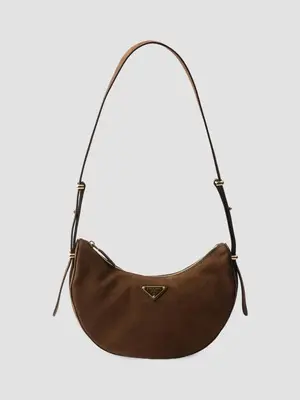 Prada Arqué Small Nubuck Leather Shoulder Bag - Brown