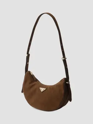 Prada Arqué Small Nubuck Leather Shoulder Bag - Brown