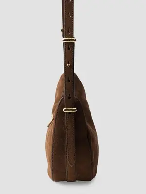 Prada Arqué Small Nubuck Leather Shoulder Bag - Brown