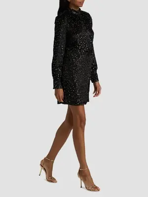 Simkhai Daphne Velvet & Metallic Clip-dot Minidress