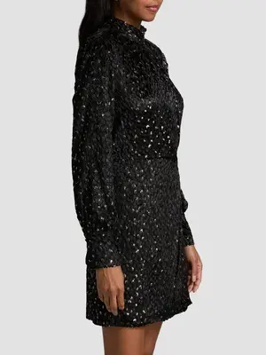 Simkhai Daphne Velvet & Metallic Clip-dot Minidress
