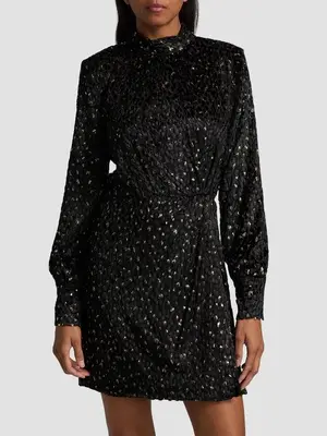 Simkhai Daphne Velvet & Metallic Clip-dot Minidress
