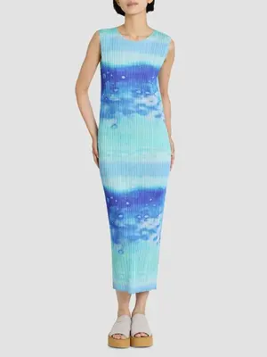 Issey Miyake Sea Bubble Plissé Midi-dress - Blue