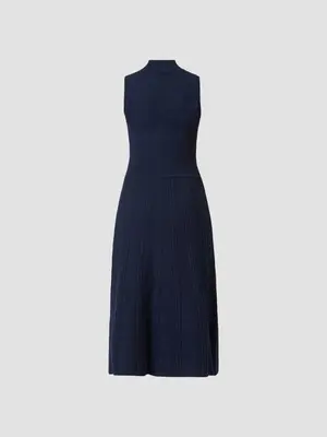 Shoshanna Car Cotton-wool Midi Dress - Navy