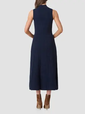 Shoshanna Car Cotton-wool Midi Dress - Navy