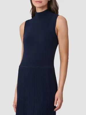 Shoshanna Car Cotton-wool Midi Dress - Navy