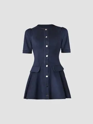 Shoshanna Merina Mix Media Mini Dress - Navy