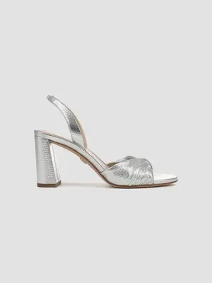 Veronica Beard Tullia 75mm Block-heelleather Slingback Sandals - Silver