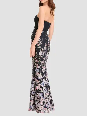 Dress The Population Fernanda Embroidered Strapless Gown