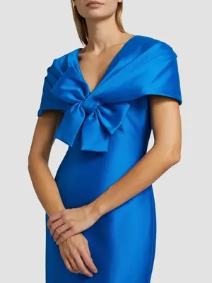 Badgley Mischka Cape-neck Trumpet Gown