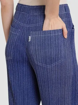 Issey Miyake Denim-look Plissé Pants