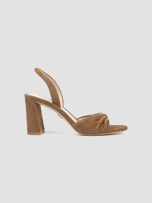 Veronica Beard Tullia 75mm Suede Slingback Block-heel Sandals Chestnut