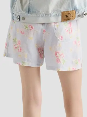 Prada Floral Print Old Linen Shorts