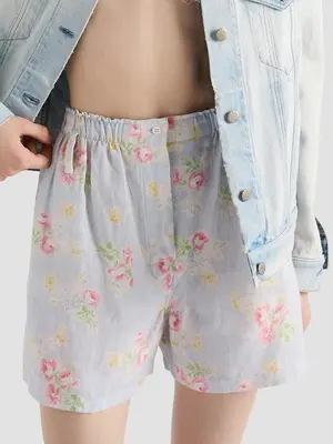 Prada Floral Print Old Linen Shorts