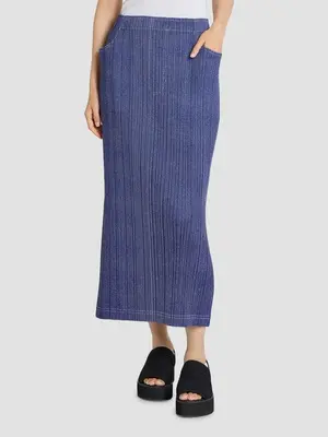 Issey Miyake Denim-look Plissé Midi-skirt