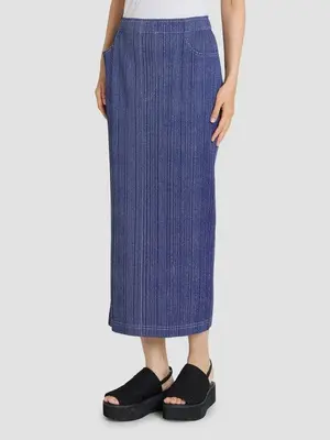 Issey Miyake Denim-look Plissé Midi-skirt