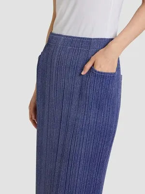 Issey Miyake Denim-look Plissé Midi-skirt
