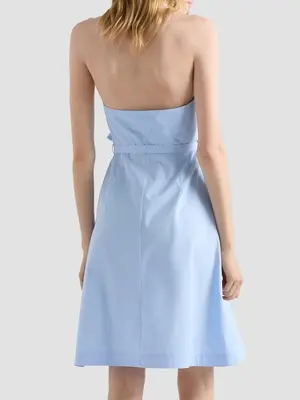 Prada Embroidered Poplin Shirt Dress - Blue
