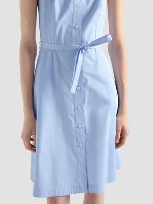 Prada Embroidered Poplin Shirt Dress - Blue