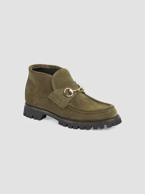Gucci Sylke Suede Booties - Bottle