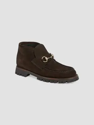 Gucci Sylke Suede Booties - Coffee