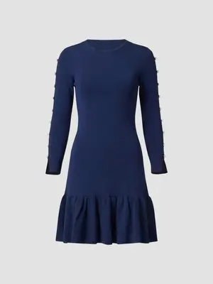 Shoshanna Jace Embellished Slit-sleeve Mini Dress - Navy