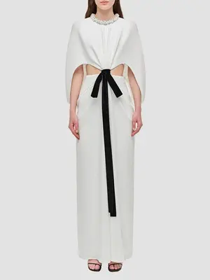 Simkhai Annette Tie-waist Cape Gown