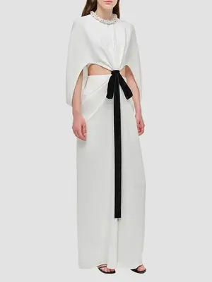 Simkhai Annette Tie-waist Cape Gown