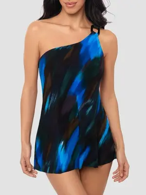 Magicsuit Swipe Right Amal Abstract Print One-shoulder One-piece Swimsuit