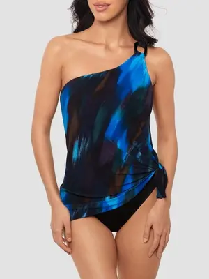 Magicsuit Swipe Right Amal Abstract Print One-shoulder One-piece Swimsuit