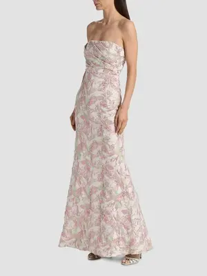 Badgley Mischka Floral Jacquard Gown