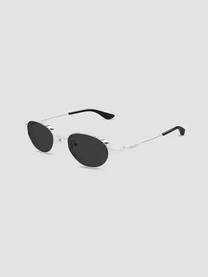 Alexander McQueen Metal T-bar 50mm Oval Sunglasses - Silver
