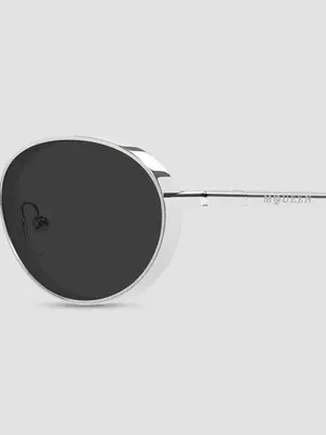 Alexander McQueen Metal T-bar 50mm Oval Sunglasses