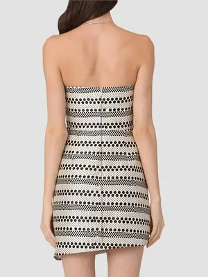 Shoshanna Shelley Geometric-pattern Bow Strapless Mini Dress
