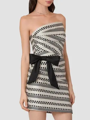 Shoshanna Shelley Geometric-pattern Bow Strapless Mini Dress