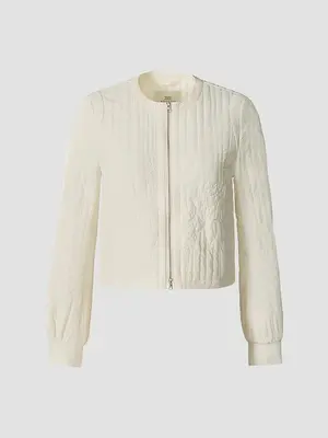 Soia & Kyo Reita Floral Quilted Bomber Jacket - Sidewalk Chalk