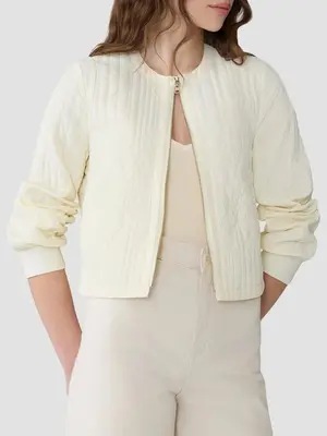 Soia & Kyo Reita Floral Quilted Bomber Jacket - Sidewalk Chalk