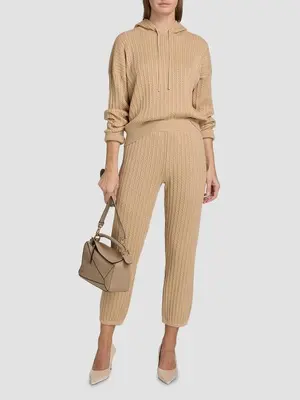 Simkhai Cable-knit Cotton-cashmere Crop Joggers