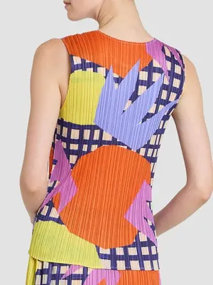 Issey Miyake Market Printed Pleated Top