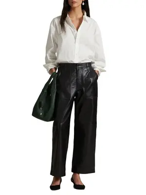 Polo Ralph Lauren Cropped Wide-leg Leather Pants