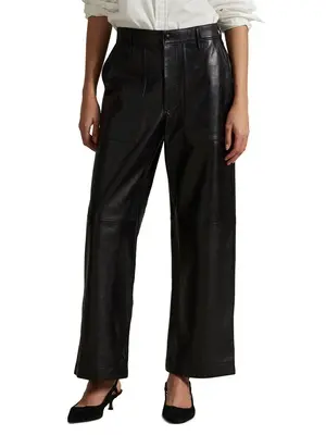 Polo Ralph Lauren Cropped Wide-leg Leather Pants