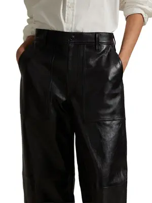Polo Ralph Lauren Cropped Wide-leg Leather Pants