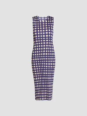 Issey Miyake Basket Printed Plissé Midi-dress
