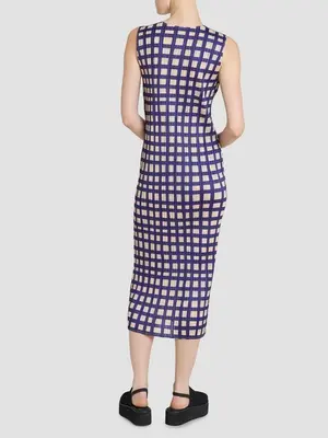 Issey Miyake Basket Printed Plissé Midi-dress