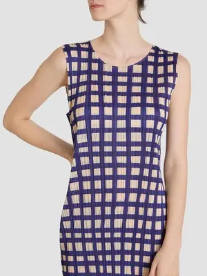 Issey Miyake Basket Printed Plissé Midi-dress