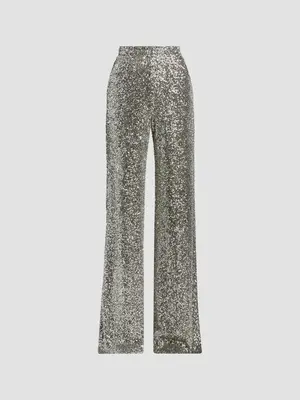 Badgley Mischka Sequined High-rise Wide-leg Evening Pants