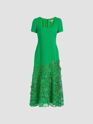 Badgley Mischka Crepe Guipure Lace Cocktail Dress